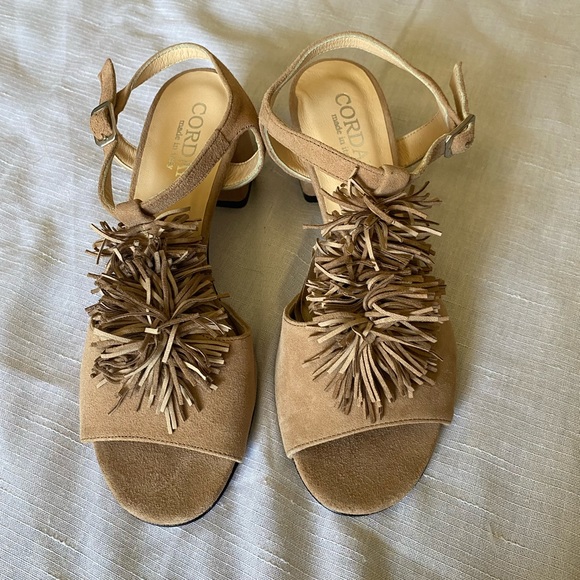 Cordani | Shoes | Cordani Made In Italy Fringe Block Heel Sandals ...